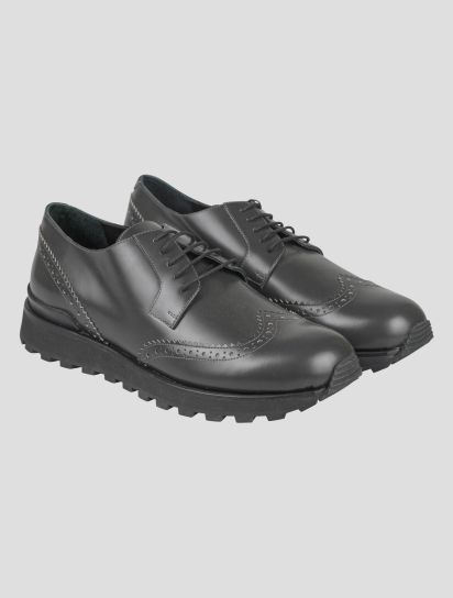Isaia Black Leather Sneakers Shoes | IsuiT