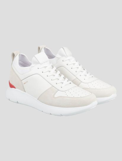 Isaia White Leather Sneakers Shoes | IsuiT