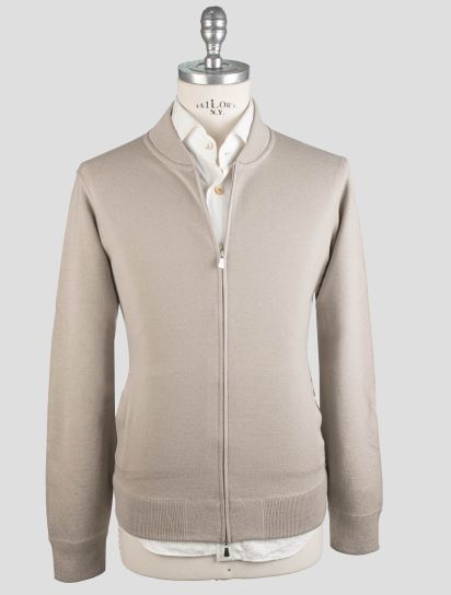 Gran Sasso Beige Virgin Wool Sweater Full Zip | IsuiT