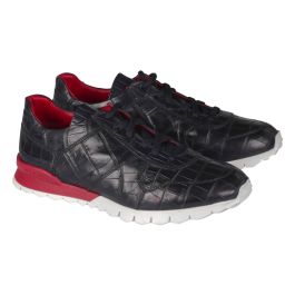 Kiton Black Leather Crocodile Sneakers VLAG | IsuiT