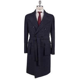Kiton Blue Cashmere Double Breasted Overcoat | IsuiT