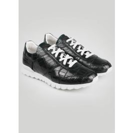 Kiton Dark Green Leather Crocodile Sneakers | IsuiT