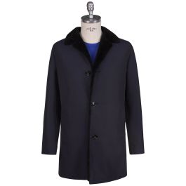 Kiton Blue Wool Pa Beaver Fur Coat | IsuiT
