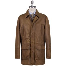 Kiton Brown Leather With Shearling Fur Coat | IsuiT