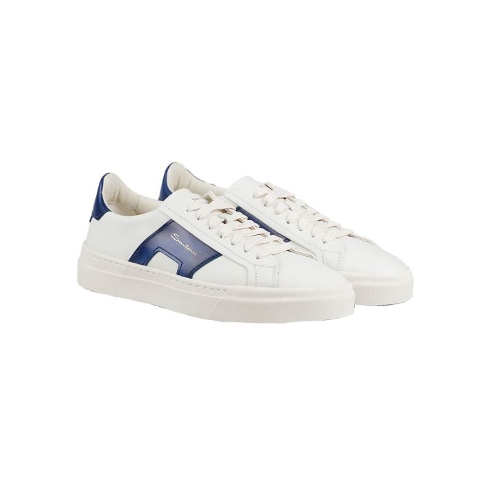 Santoni White Blue Leather Sneakers | IsuiT