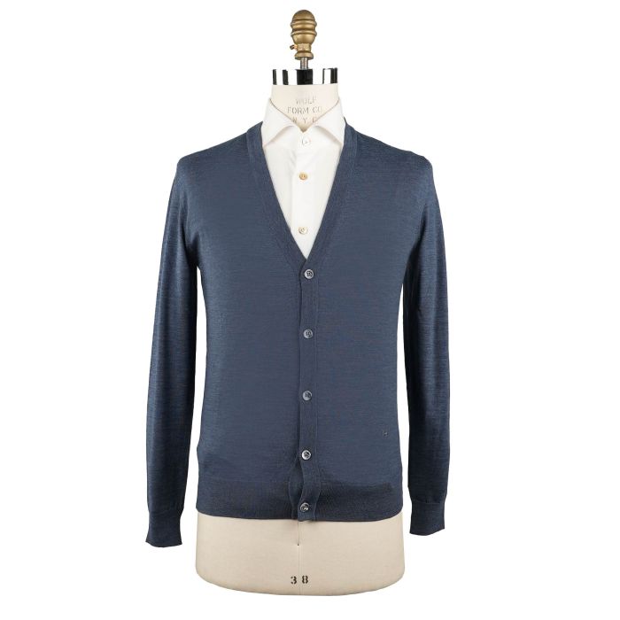 Isaia Blue Wool Sweater Cardigan | IsuiT
