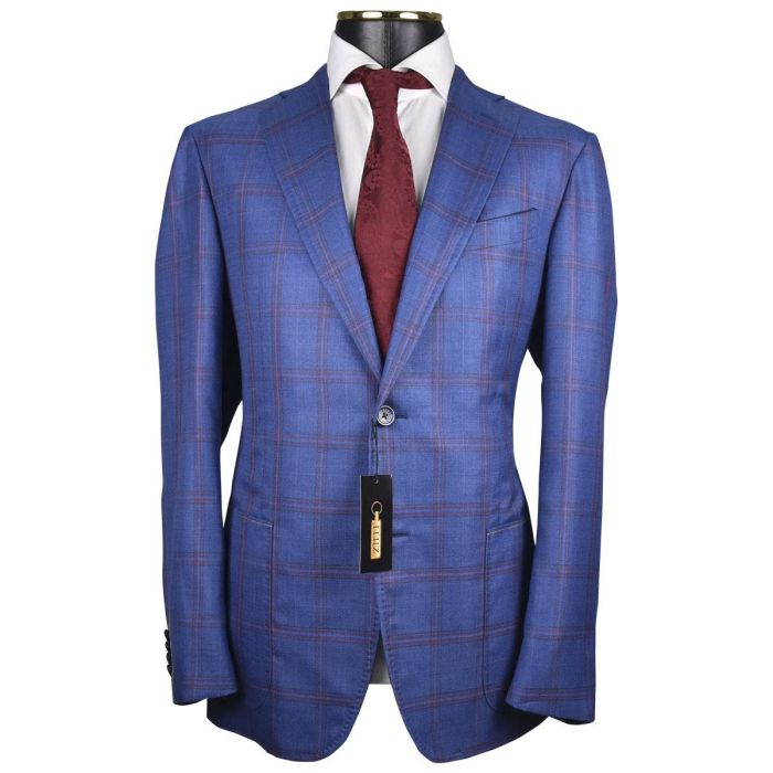 Zilli Blue Red Cashmere Silk Blazer | IsuiT