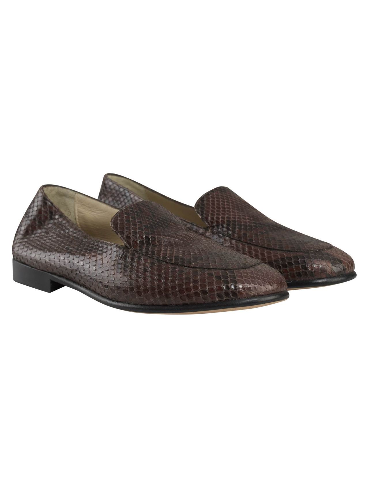 Kiton Brown Leather Snake Loafers | IsuiT