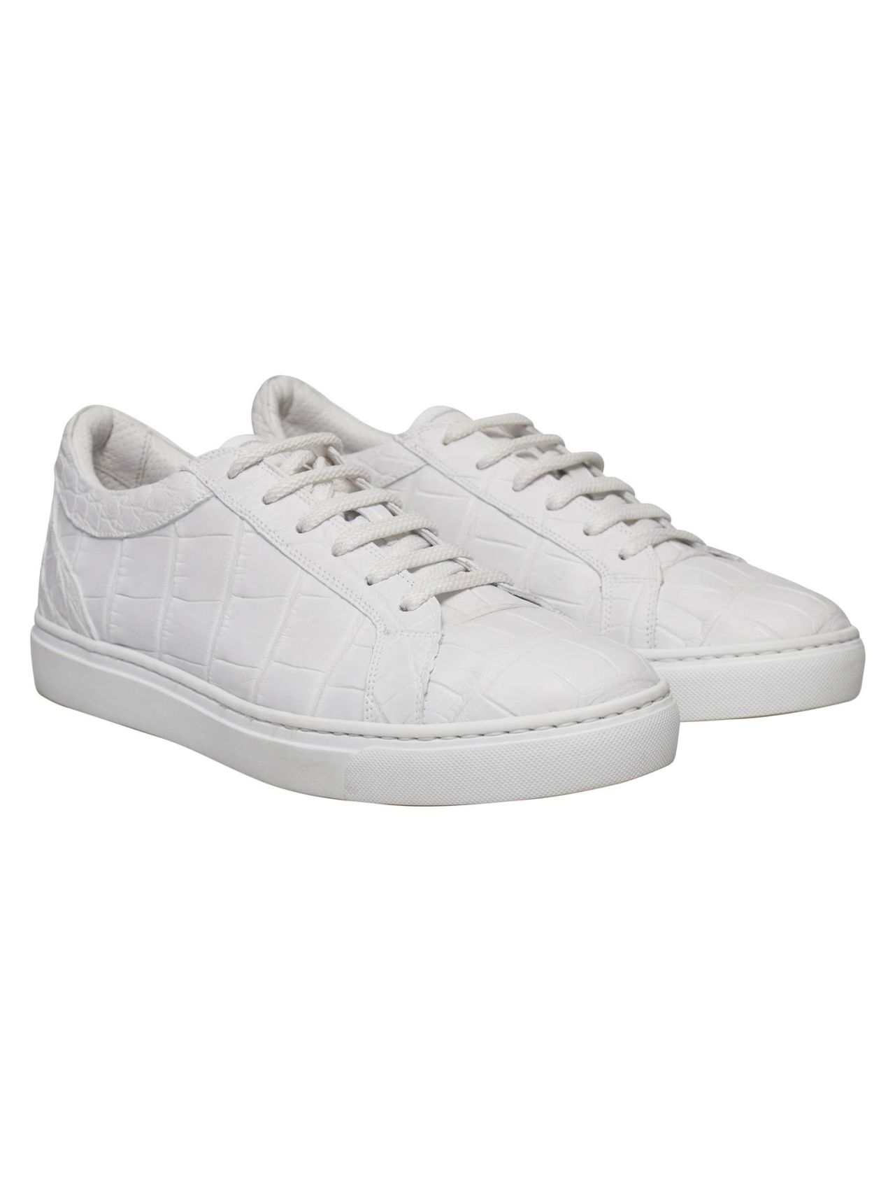 Kiton White Leather Crocodile Sneakers | IsuiT