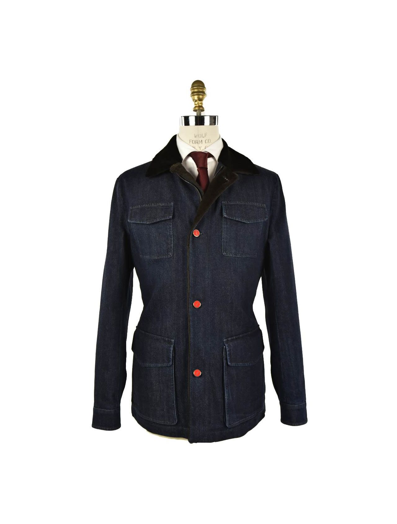 KITON Blue Cotton Ea Overcoat | IsuiT