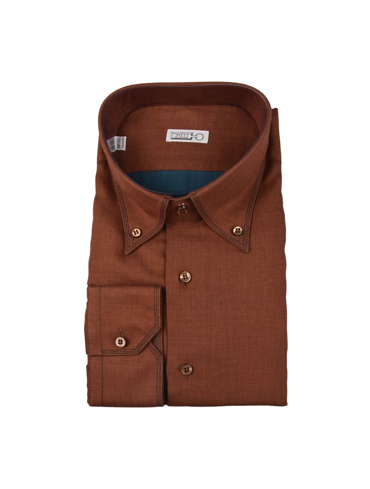 Zilli Brown Cotton Cashmere Shirt Mod Parigi | IsuiT