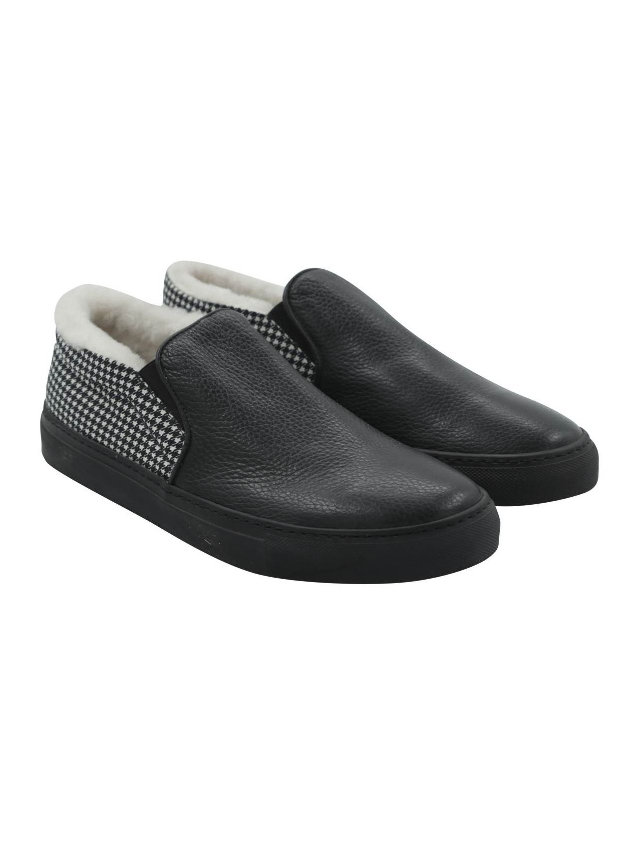 Fefé Black White Leather Silk Sneakers Slip on | IsuiT