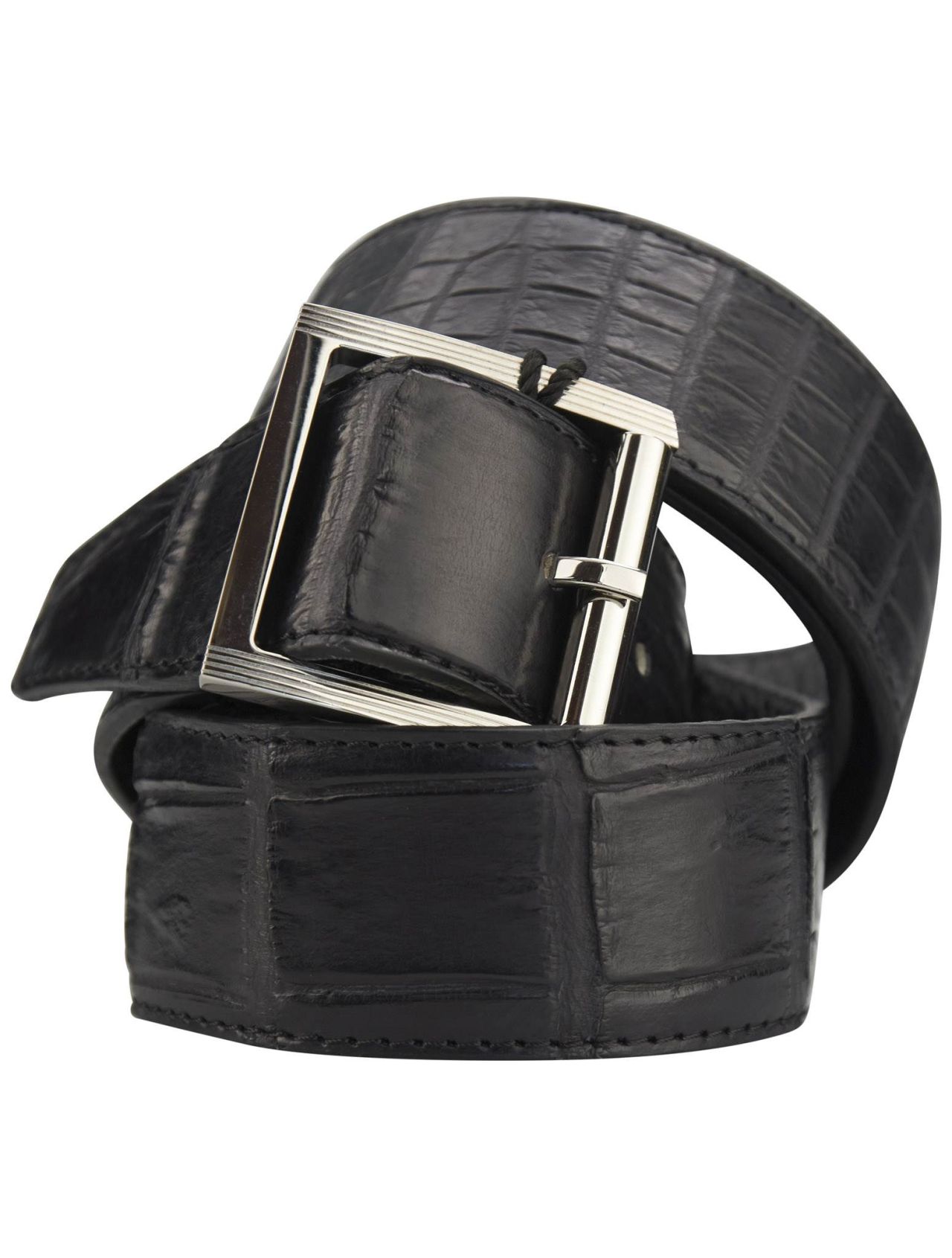 Kiton Black Leather Crocodile Belt | IsuiT