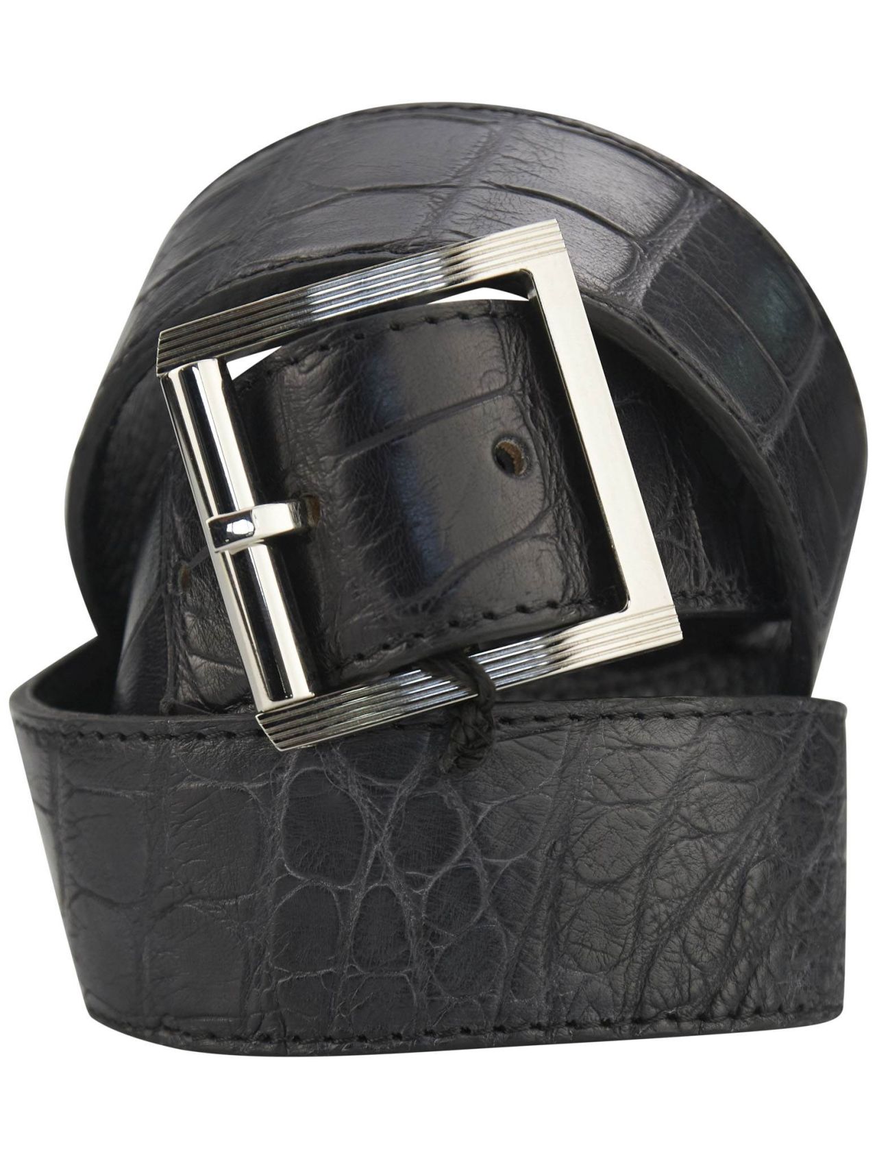 Kiton Black Leather Crocodile Belt | IsuiT