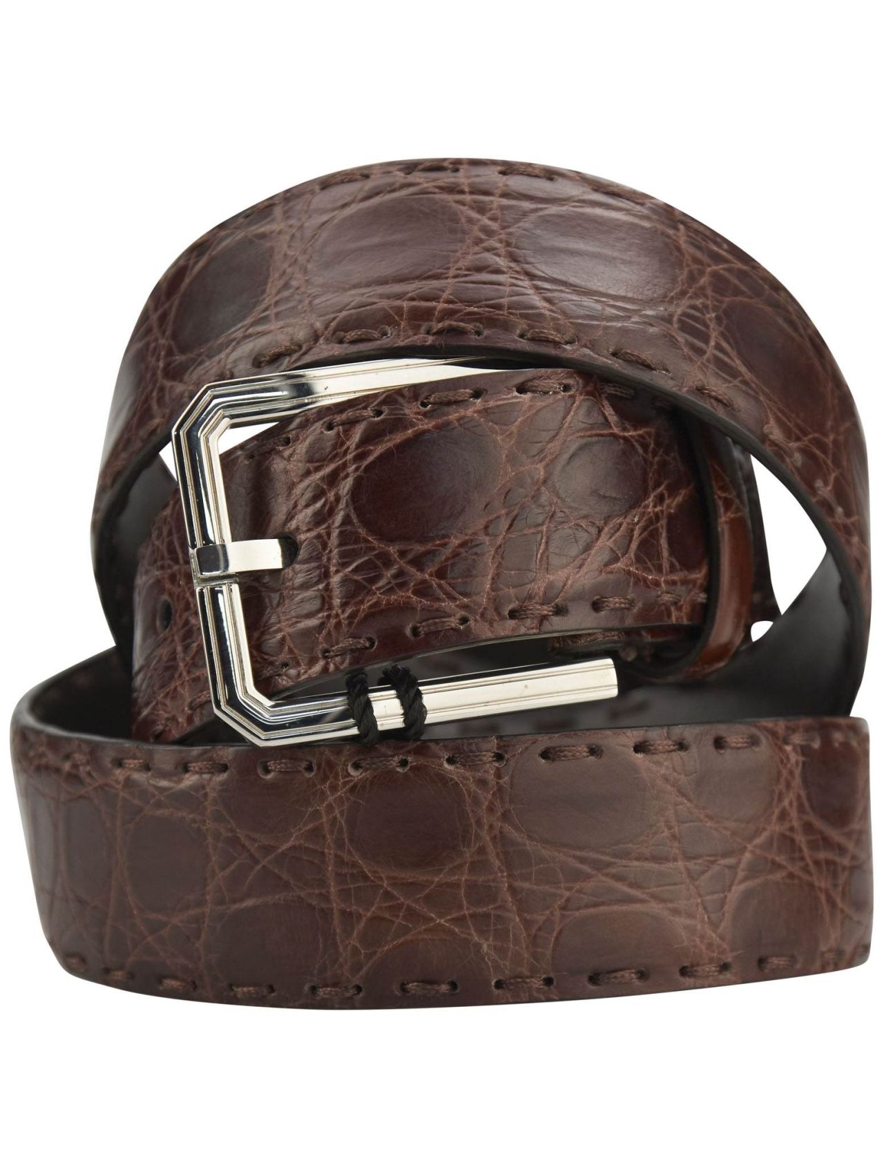 Kiton Brown Leather Crocodile Belt | IsuiT