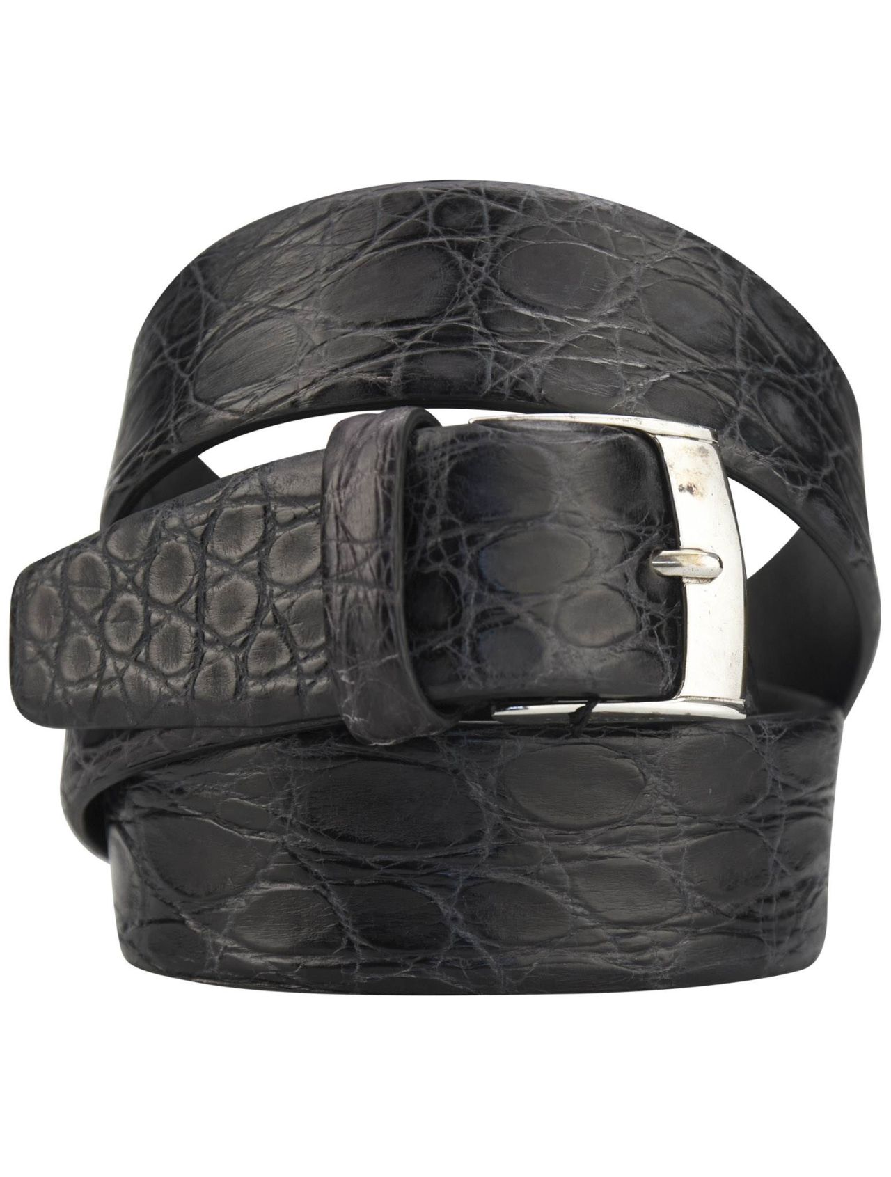Kiton Black Leather Crocodile Belt | IsuiT