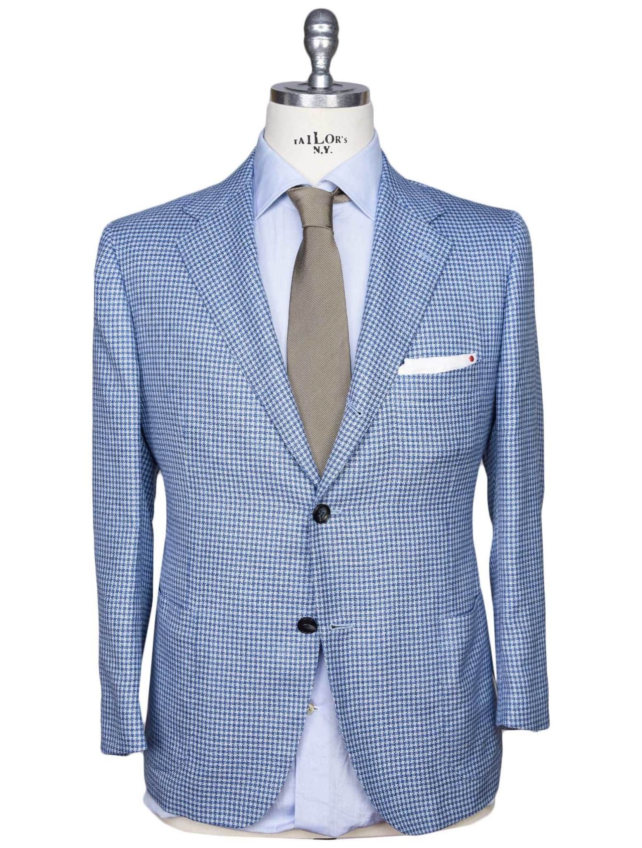 Kiton Light Blue Cashmere Silk Linen Blazer | IsuiT