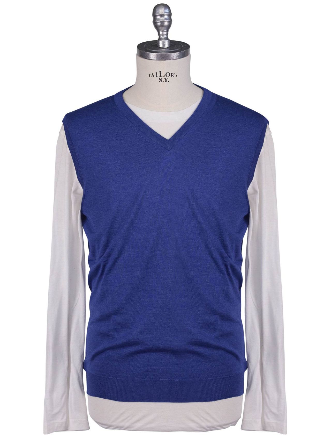 Kiton Blue Cashmere Silk Sweater Gilet | IsuiT