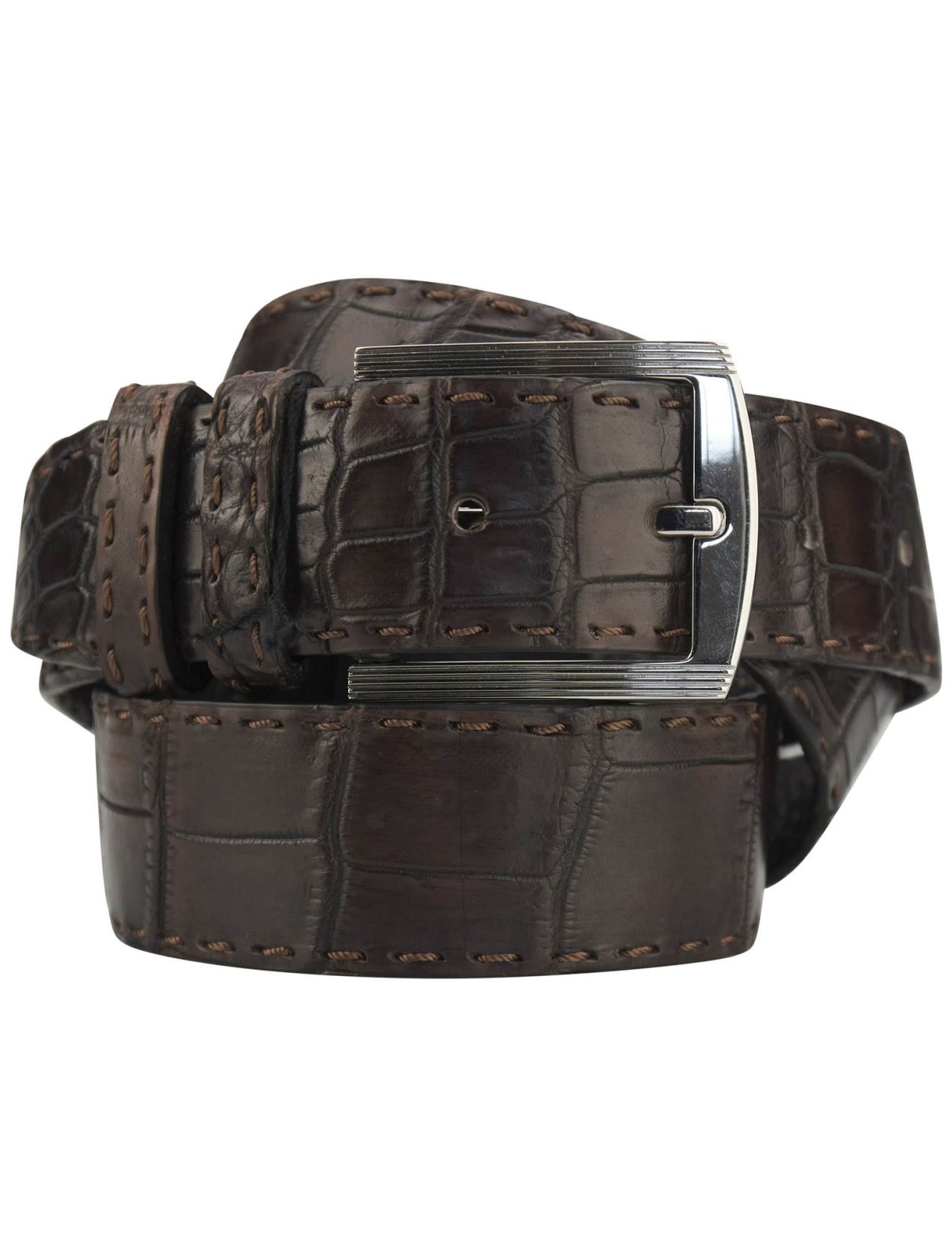 Kiton Brown Leather Crocodile Belt | IsuiT