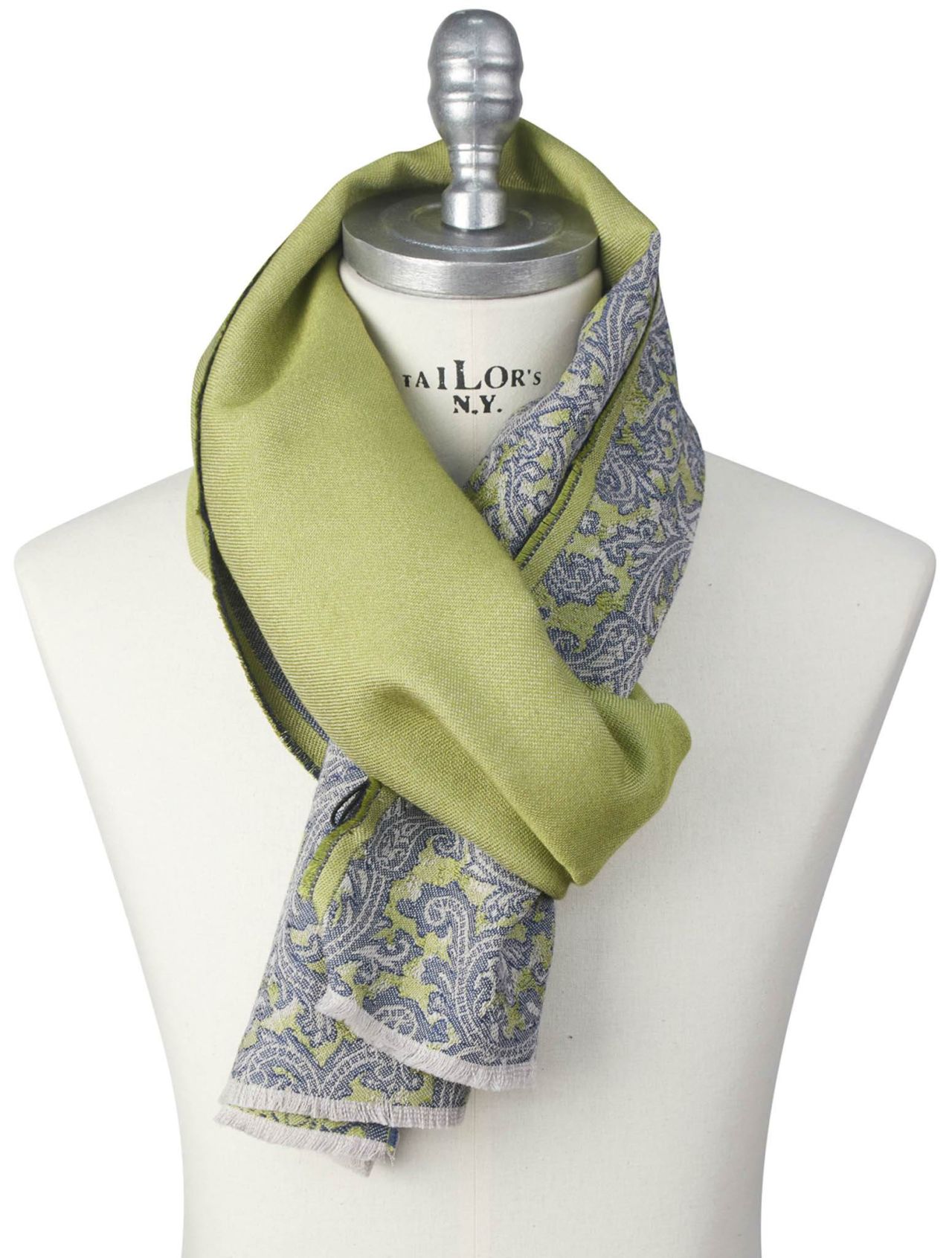Kiton Green Wool Cashmere Silk Scarf | IsuiT