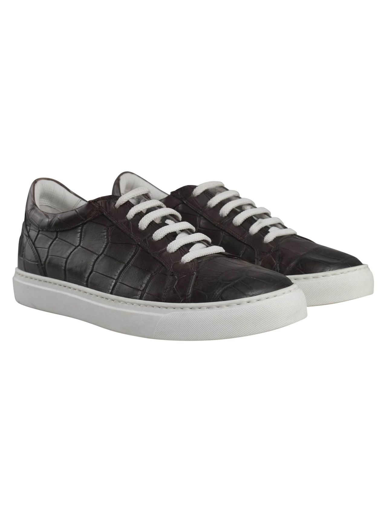 Kiton Brown Leather Crocodile Sneakers | IsuiT
