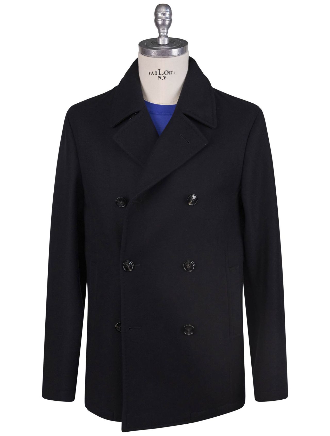 Kiton Black Wool Double Breasted Coat | IsuiT