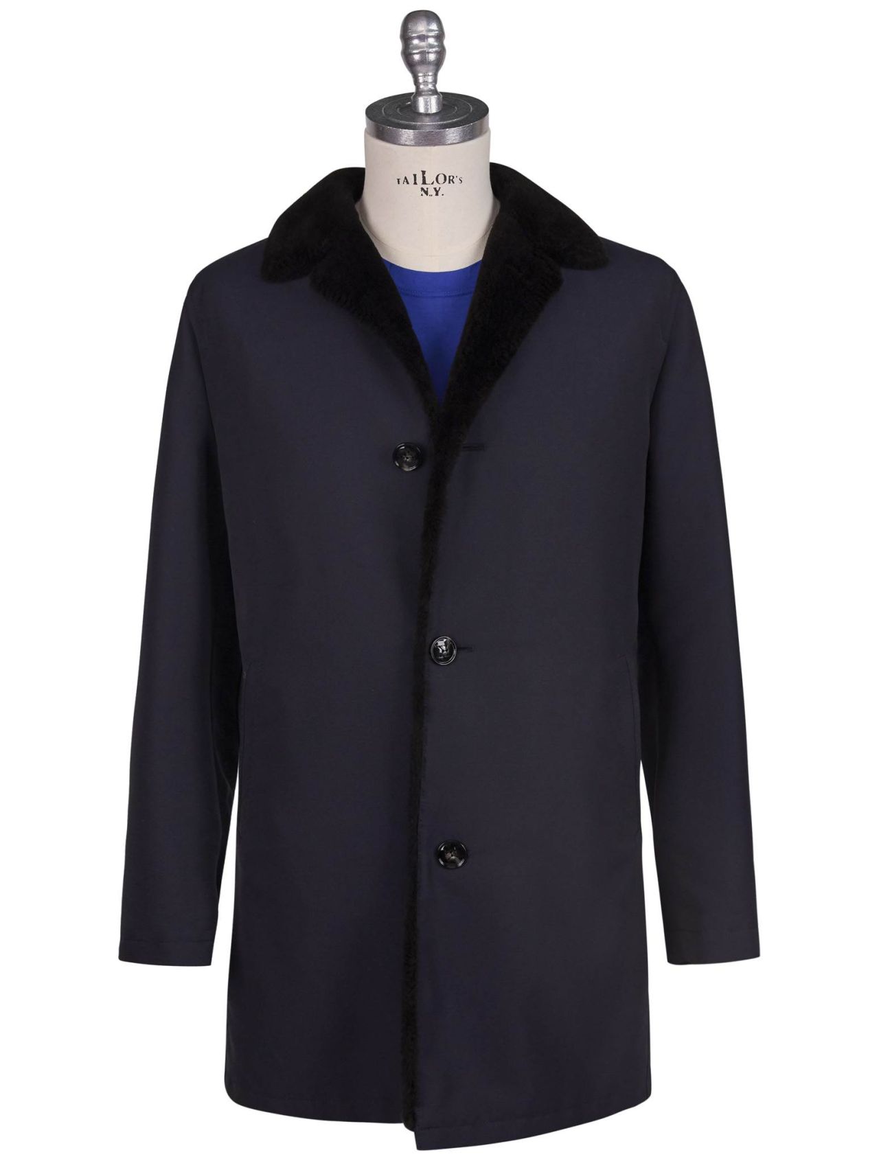 Kiton Blue Wool Pa Beaver Fur Coat | IsuiT