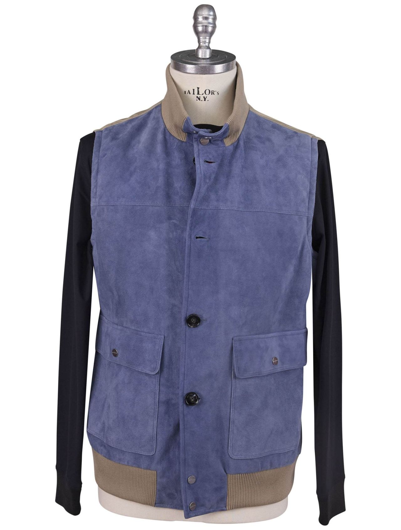 Kiton Beige Blue Goatskin Vest | IsuiT